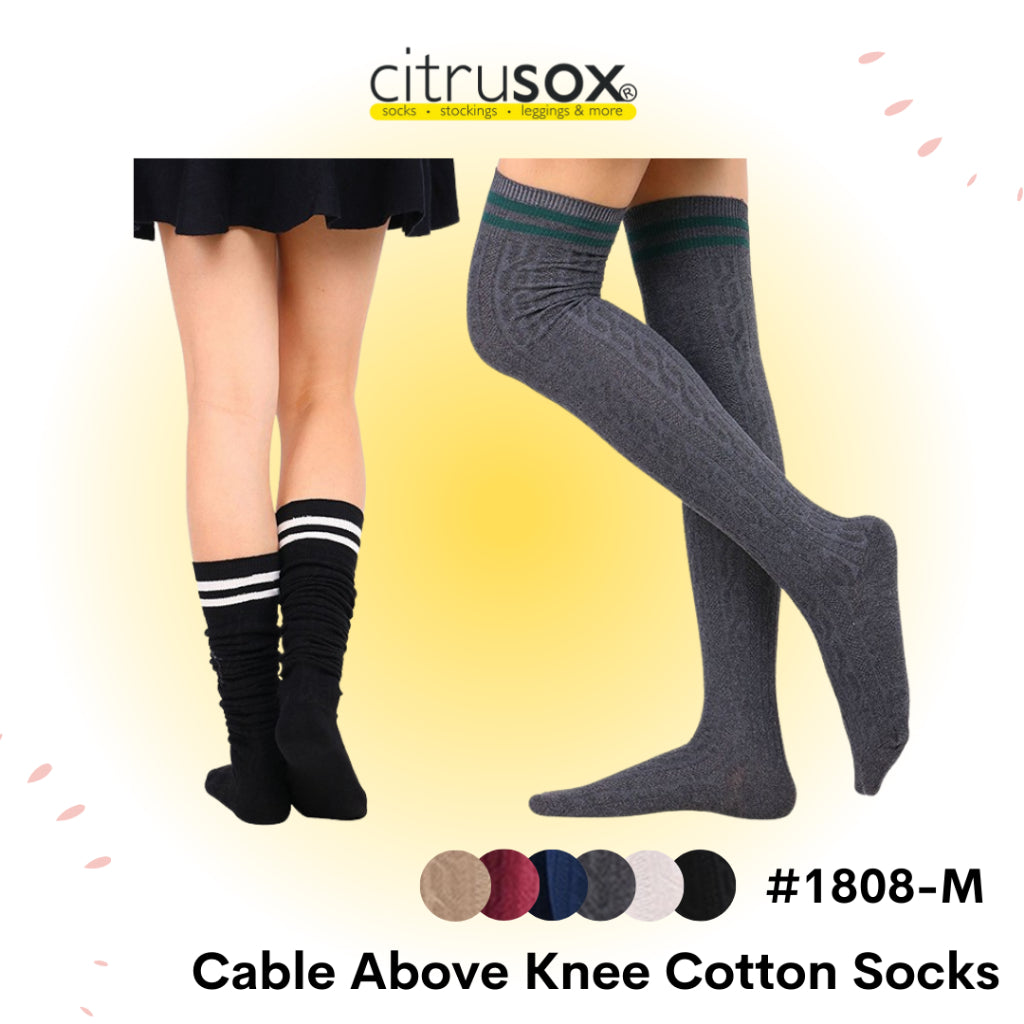 Stripes Braided Above Knee Socks – Citrusox
